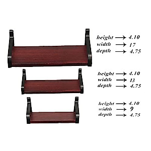 DECOMIL Floating Shelves Wall Mounted, Rustic Wood Wall Storage Shelves Set of 3 for Any Wall Space for Living Room, Bathroom, Bedroom, Kitchen, Garage, and Office (Cherry)