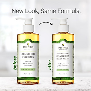 Tree to Tub Peppermint Body Wash for Sensitive Skin and Dry Skin - pH Balanced, Hydrating, Sulfate Free, Vegan Body Soap with Organic Aloe Vera