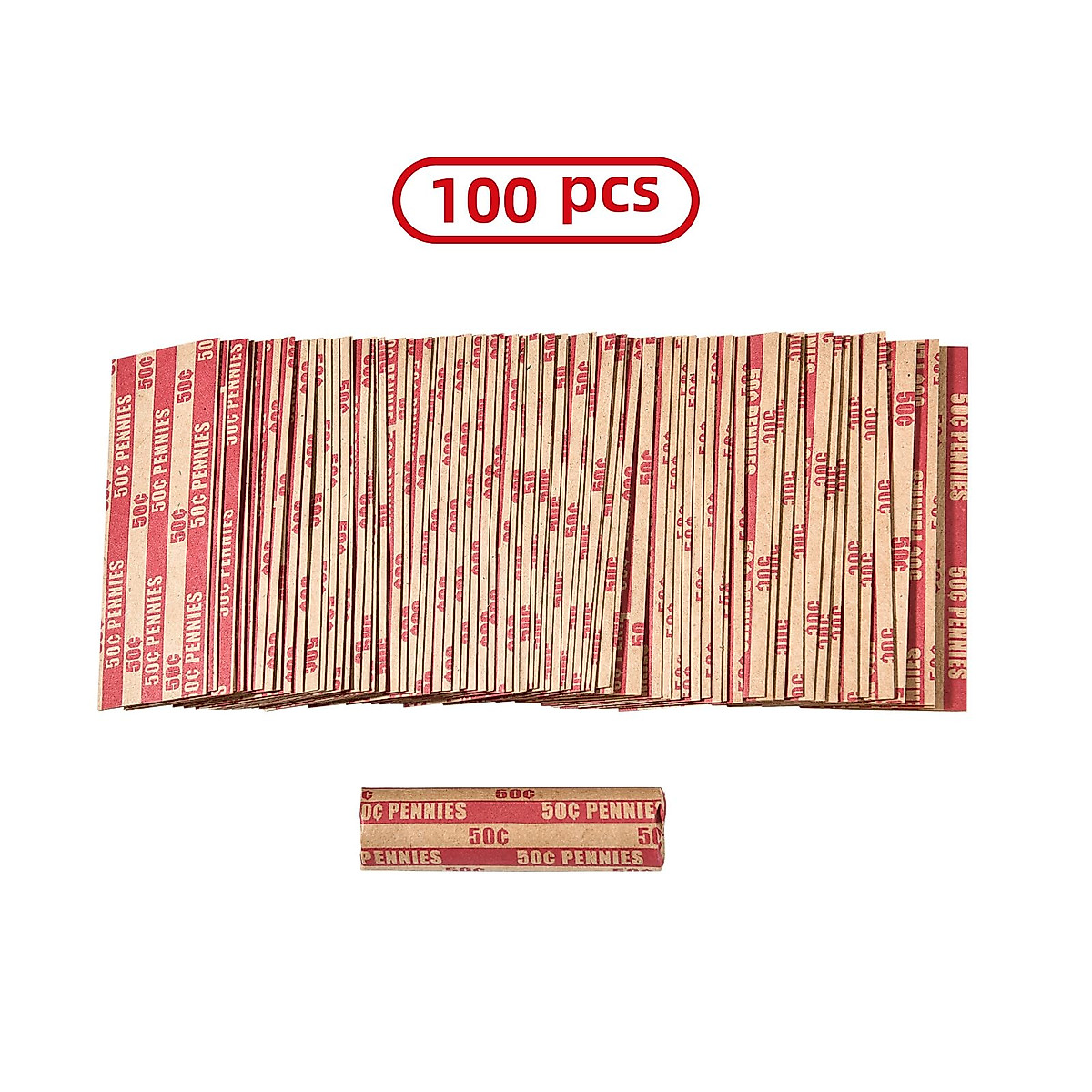 Sumerfnt Penny Coin Wrappers Coin Wrappers Pennies Only Flat Penny Rolls Wrappers 100 PCS