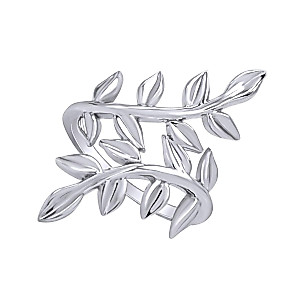 14K White Gold Plated 925 Sterling Silver Oliva Leaf Fashion Ring For Women Ring Size-6