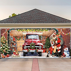 Wovweave Christmas Garage Wall Banners - Black Santa Decorations for Xmas Party Background Supplies