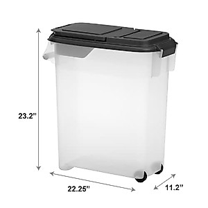 Buddeez Airtight Pet Food Storage Container - 50 QT/50 LB Capacity Dog Food Storage Container, Cat Food Container, Bird Seed Storage Container, Rolling Storage Bin, Air Tight with Handle & Scoop