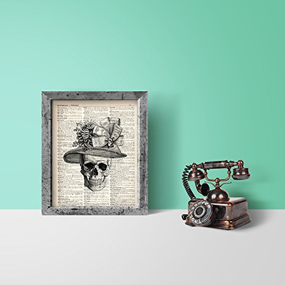 Skull Decor Vintage Dictionary Art Prints - Unique Wall Art Set