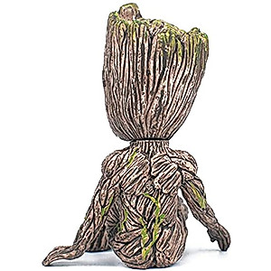 PVC Statue Groot in for Kids Home Decor Miniature Fairy Garden Sitting Groot Figurine, Brown
