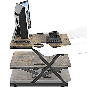 SHW 32" Over Desk Height Adjustable Standing Desk with Drawer, Rustic Brown