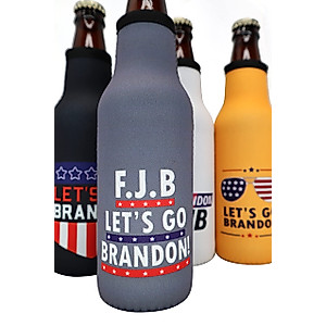 Let's Go Brandon Republican Gift - FJB Ferk Jer Berdin LGBFJB Patriotic Trump Gifts for Him Insulated Cooler Sleeve with Zipper, Built-In Removable Bottle Opener, 12 oz. Bottle Insulator Thermocooler