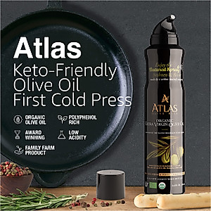 Organic Extra Virgin Olive Oil Spray, Polyphenol Rich Moroccan Oil, Cooking Spray Non Stick, Cold Pressed EVOO Oil, Hydroxytyrosol Keto Olive Oil, 5.4 fl oz. Bottle, Pack of 3