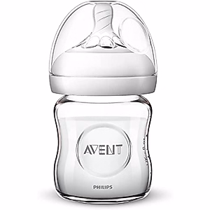Philips AVENT Natural Glass Baby Bottle, Clear, 4 Oz