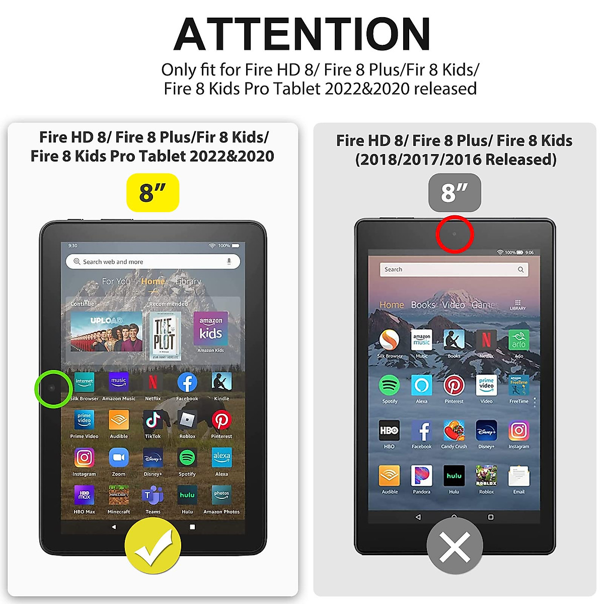 SPARIN 9H Hardness Tempered Glass Screen Protector Compatible with All-new Fire HD 8 2022&2020 Released (12th&10th Generation), 8.0 Inch