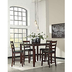 Signature Design by Ashley Coviar 5 Piece Counter Height Dining Set, Includes Table & 4 Barstools, Brown
