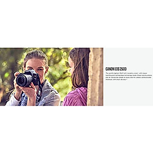 Canon EOS 250D / Rebel SL3 DSLR Camera with 18-55mm Lens (Black), Creative Filter Set, EOS Camera Bag, Sandisk Ultra 64GB Card, 6AVE Electronics Cleaning Set, and More (Renewed)