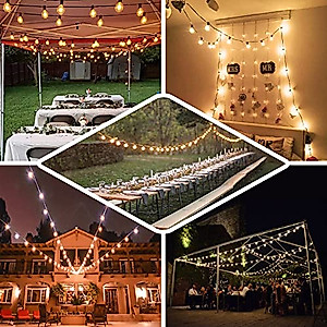 Efavormart 25FT Waterproof Connectable Hanging Outdoor/Indoor Patio String Lights with 28 Incandescent Warm White G40 Light Bulbs for Terrace, Garden, City Roof, Market, Cafe, Wedding, Birthday, Par