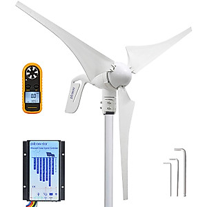 PIKASOLA Wind Turbine Generator 12V 400W with a 30A Hybrid Charge Controller. As Solar and Wind Charge Controller which can Add Max 500W Solar Panel for 12V Battery.