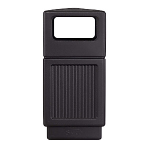 Safco Products Canmeleon Outdoor/Indoor Recessed Panel Trash/Garbage Can 9476BL; Black; Decorative Fluted Panels; 38-Gallon Capacity