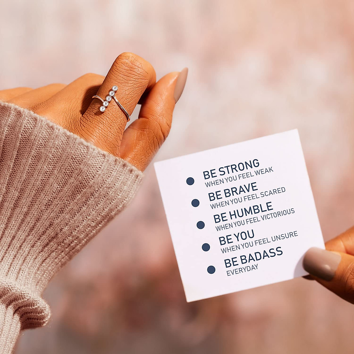 STORYJEWELLERY Story Jewellery Sterling Silver Cubic Zirconia Rings for Women, Dainty Dots Inspirational Promise Rings, Inspirational Birthday Christmas Gifts Rings for Women (US Size 07)