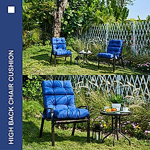 YOOZEKU Outdoor/Indoor High Back Chair Cushion,Waterproof All-Weather Stuffed High Rebound Foam Adirondack Chair Cushion,Seat/Back Chair Cushion for Outdoor Furniture,Navy Blue