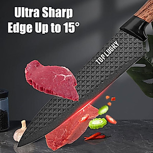 Knife Set, 6-Piece Black Professional Kitchen Knife Set for Chef, Super Sharp Knife Set with Universal Knife Block, Anti-Rust Stainless Steel Kitchen Knife Block Set, Ergonomical Design (Black)