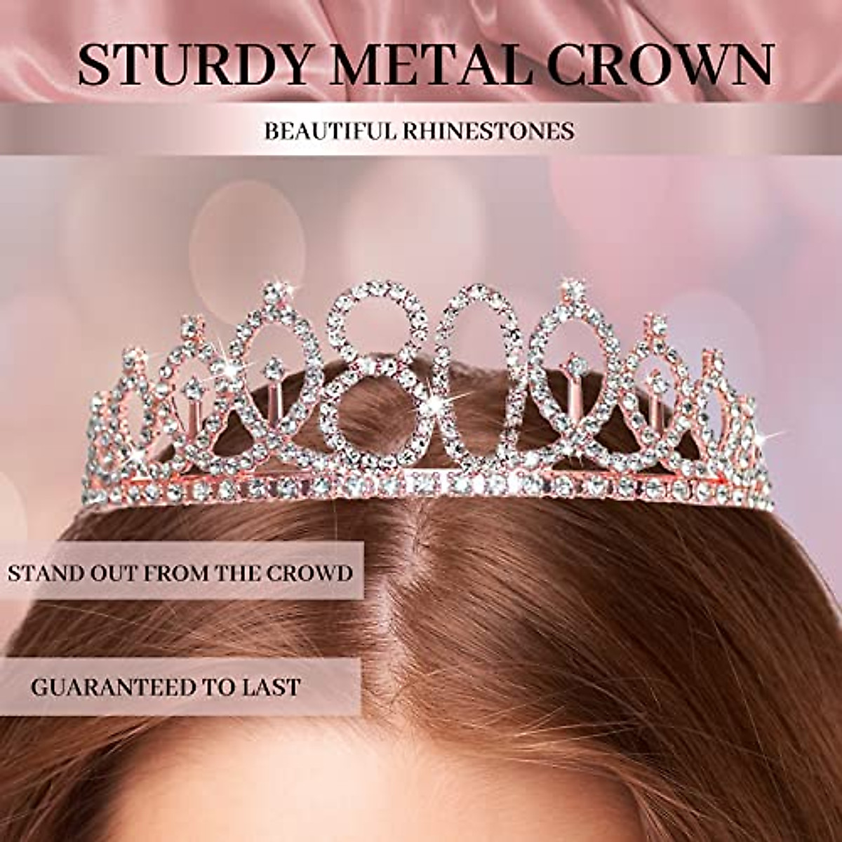 Trgowaul 80th Birthday Decorations for Women, Rose Gold 80th Birthday Backdrop Banner, 80 & Fabulous Sash, 80th Birthday Tiara Crown, Pink Party Supplies, Happy 80 Year Old Birthday Ideas Favor