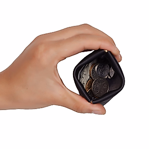 Travelambo Leather Squeeze Coin Purse Pouch Change Holder For Men & Women (01 Vintage Black)