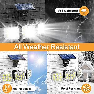 Solar Lights Outdoor, 164 Led Flood Light Outdoor IP65 Waterproof, 3 Heads Solar Security Lights with Motion Sensor, Motion Sensor Lights for Garage Garden Yard Patio, 2 Pack Outdoor Solar Lights