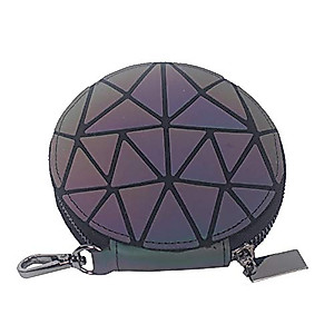 OLOEY Luminous Backpack for Women Geometric Geogrous Travel Backpack Laser School Bags Reflective Purses and Handbags (Mini Wallet)