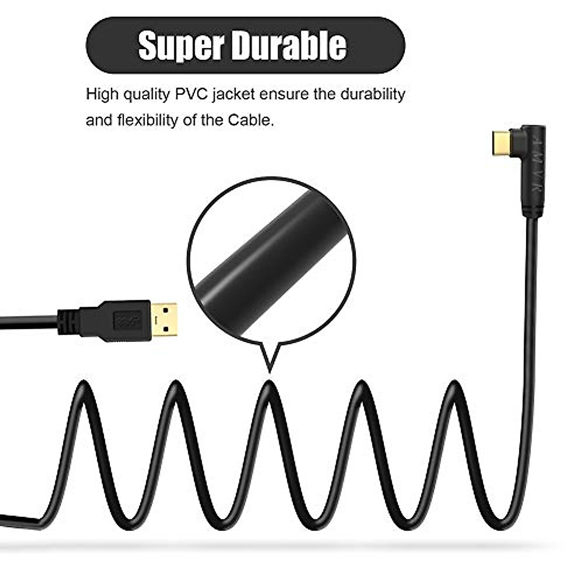 Dengofng 16FT with Fixing Clip VR Headset Accessories Black Link Cable for Oculus Quest 2