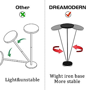 DREAMODERN Round Drink Table Small Side Table, Modern End Table Black Weighted Base Pedestal Table Martini Table for Living Room Bedroom Small Spaces Sofa Couch Chair - Black