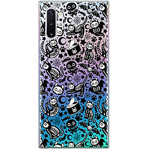 TPU Phone Case Compatible with Samsung A72 A71 5G A70 A51 A50 A32 A21 A11 A12 A13 A14 A01 Flexible Paws Spooky Cats Soft Silicone Bones Skeletons Durable Black Cute Shockproof Protective