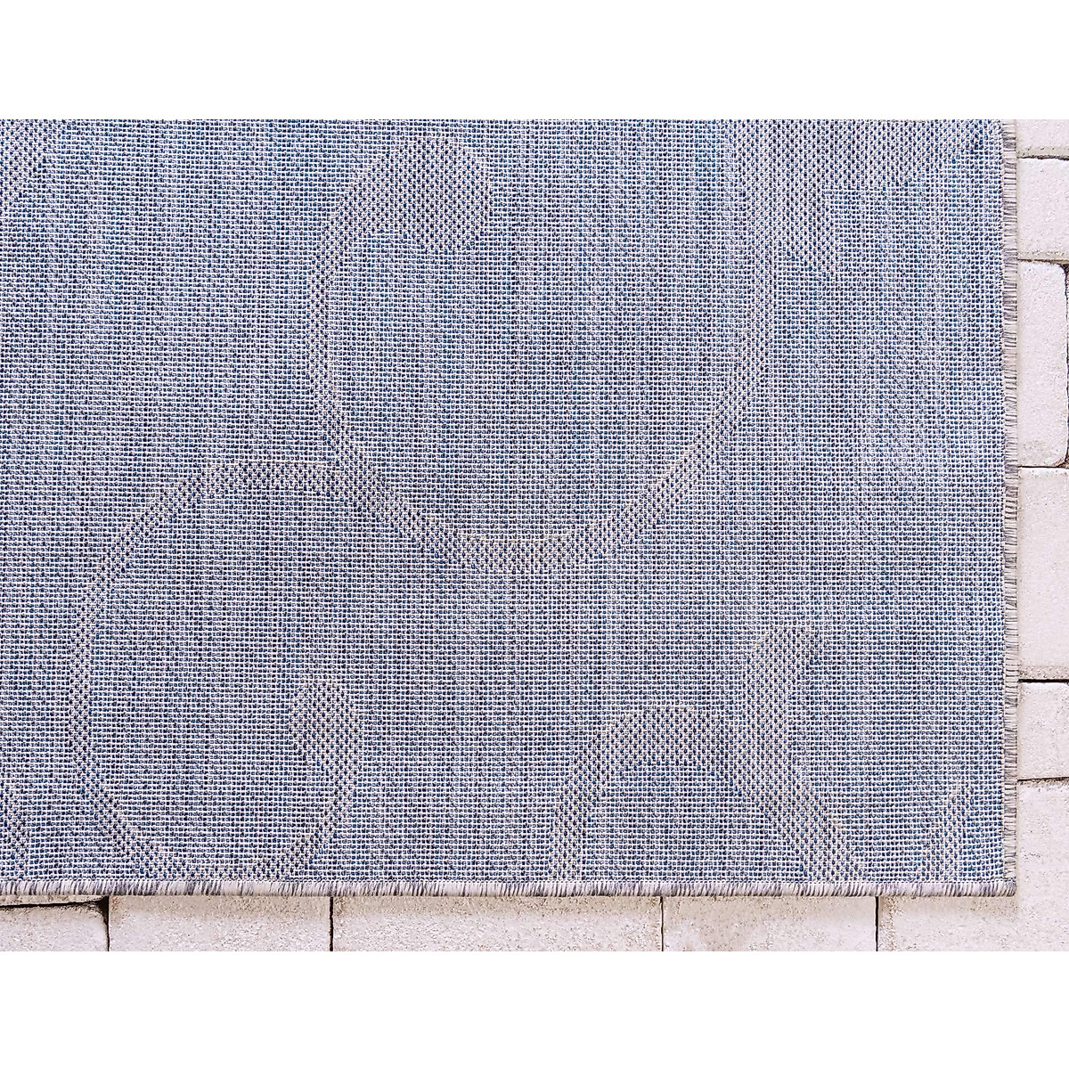 Unique Loom Outdoor Botanical Collection Area Rug - Curl (7' 1" x 10' Rectangle, Gray/ Navy Blue)