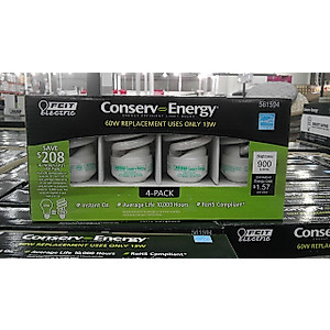 Feit CE13T2 Conserv-Energy 60W Equivalent CFL 13-Watt Light Bulbs, 4-Pack