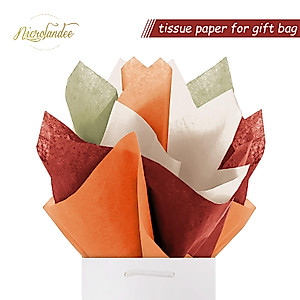 NICROLANDEE Fall Gift Tissue Paper - 24 Sheet Fall Orange Tissue Wrapping Paper for Thanksgiving Day Gifts Decorations, Autumn Wedding Birthday Presents Packaging 28x20 Inch