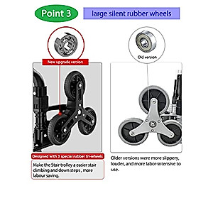 RJTEK Hand Truck [Material upgrading] 180 lbs Stair Climber Folding Grocery Cart Dolly cart Hand Truck Stair Climbing cart Heavy-Duty Lightweight Trolley