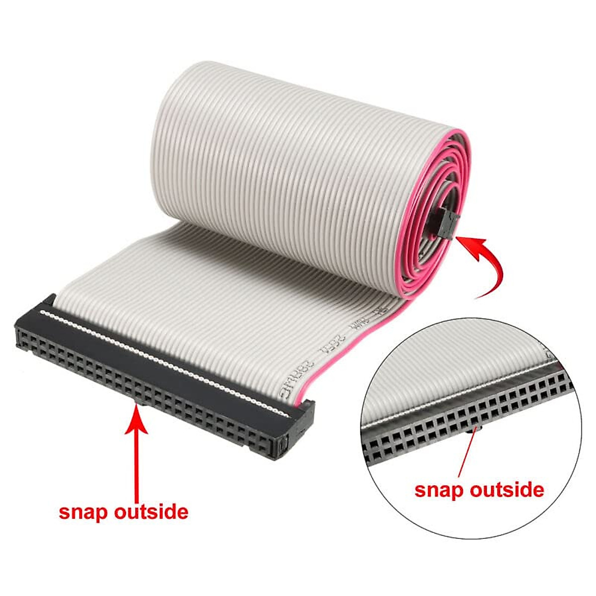 Tool parts IDC Gray Wire Flat Ribbon Cable 50 Pins 128cm Length 2.54mm Pitch 2pcs Type-C