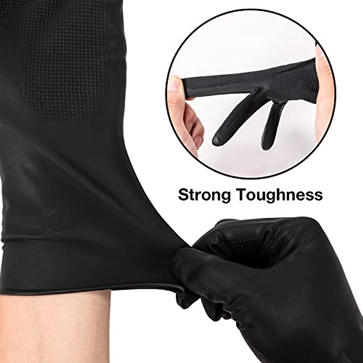 Noverlife 5 Pairs Hair Dye Gloves, Black Reusable Salon Hair Coloring Latex Gloves, Thick Rubber Gloves for Cleaning Cooking Dishwashing