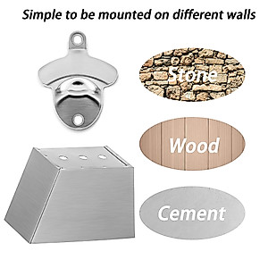 Luwanburg Wall-Mounted Bottle Opener 304 Stainless Bottle Cap Catcher with Hole, Outdoor Wall Mounted Bottle Opener used for Seashore/Boat