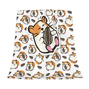 Cute Hamster Fleece Throw Blanket Lightweight Soft Cozy Plush Blanket for Couch Bed Sofa Travelling Camping for Kids Adults Gifts