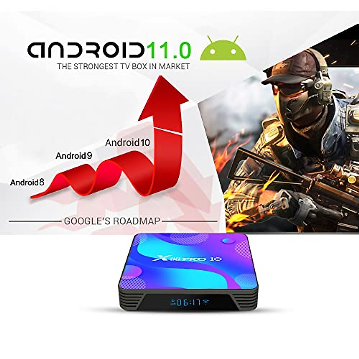 Android TV Box Android 11,4GB 128GB RK3318 4K TV Box,2.4G 5.8G WiFi Bluetooth 4.1 with Wireless Keyboard,4K Video TV Box (4GB 128GB)