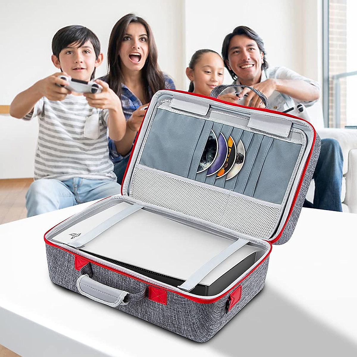 SYMOCA PS5 Carrying Case, Compatible with Playstation 5 Console, Waterproof and Shockproof Storage Travel Bag for PS5 Controllers, Cables, Game Disc or Other Accessories