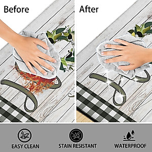 Qahing Farmhouse Kitchen Rugs Mats Sets of 2 Cushioned Anti Fatigue Kitchen Mats for Floor Spring Non Slip Memory Foam Kitchen Floor Mats Waterproof Comfort Standing Mats for Sink, 17.3"x28"+17.3"x47"