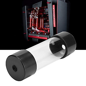 ASHATA Cylinder Water Cooling, 150mm Transparent Fast Cooling Water, G1/4 Thread Heat Exchanger Water Cooling Reservoir Radiator for PC Comp