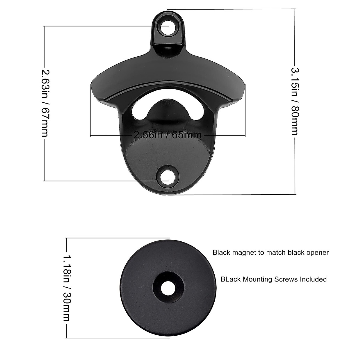 Luwanburg Gun-metal Black Wall Mounted Beer Bottle Opener Magnetic with Magnetic Bottle Cap Catcher