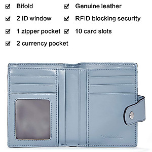 BOSTANTEN Women Leather Handbag Designer Large Hobo Purses Shoulder Bags Blue and Small Bifold Zipper Pocket Wallet Card Case Purse with ID Window Blue