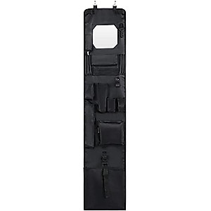 Woanger Police Style Hanging Closet 52 x 11 Inches Door Organizer Locker Shelf Hanging Locker Organizer with Mirror for Police Security Law Enforcement (1, Black)