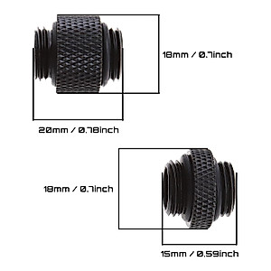 2pcs Black G1/4 Water Cooling Adapter with O- Ring Rubber Water Stop Plug Compatible with Computer Water Cooling System Water Tank and Pump