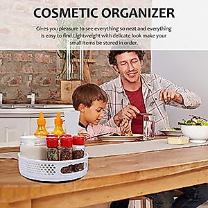 Hemoton Kitchen Rotating Storage Tray Turntable Spice Rack Holder Lazy Susan Turntable Organizer for Kitchen Cabinet Pantry White