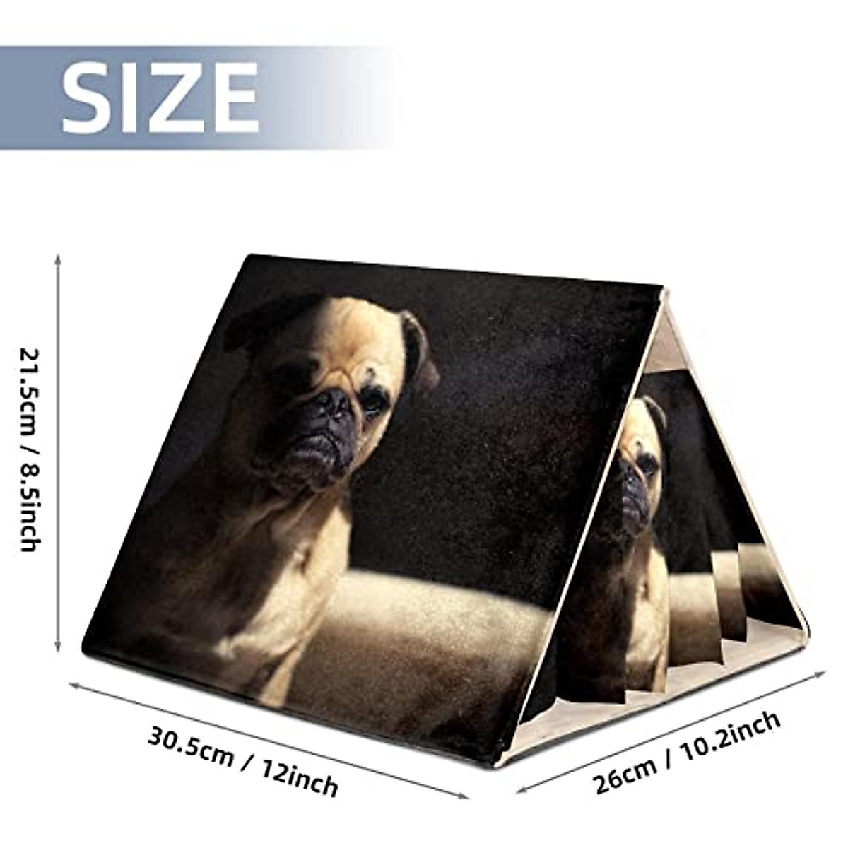 RATGDN Small Pet Hideout Beautiful Male Pug Puppy Dog Hamster House Guinea Pig Playhouse for Dwarf Rabbits Hedgehogs Chinchillas