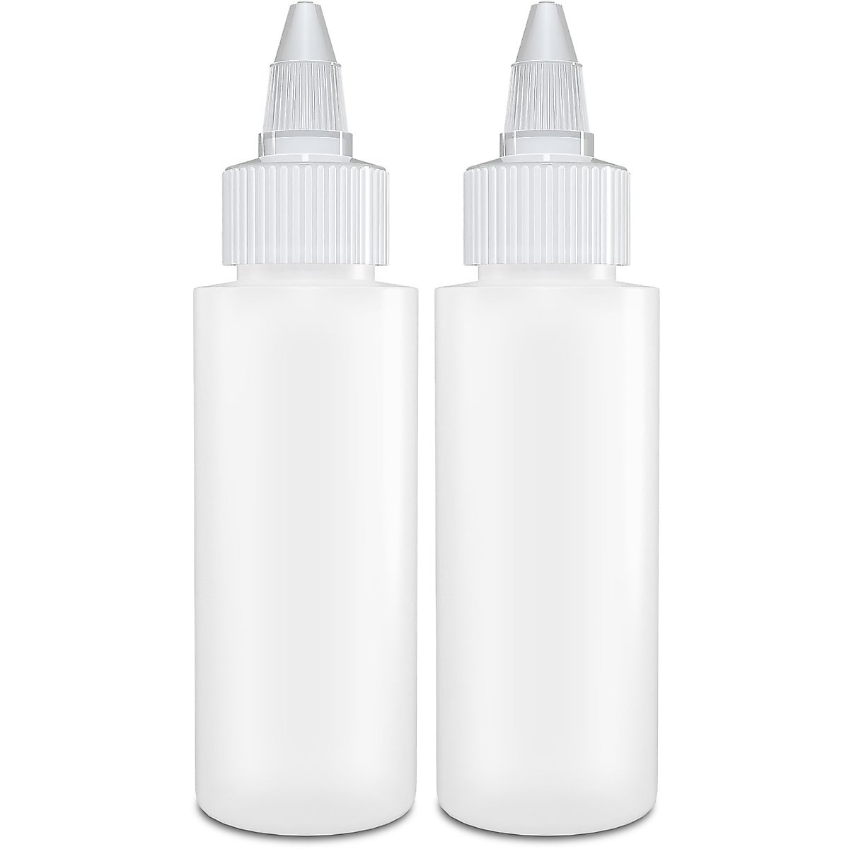 BRIGHTFROM Twist Top Applicator Bottles, Squeeze 2 OZ Empty Plastic Bottles, Refillable, Open/Close Nozzle - Multi Purpose (Pack of 2)