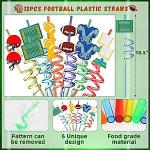 134 Pcs Football Party Favors Set 12 Silicone Bracelet 12 Whistles 12 Keychains 12 Slap Bracelet 12 Tattoo Stickers 12 Plastic Straws 12 Gift Bags 50 Football Stickers for Football Party Supplies
