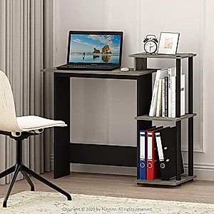Furinno Efficient Home Laptop Notebook Computer Desk with Square Shelves, French Oak Grey/Black