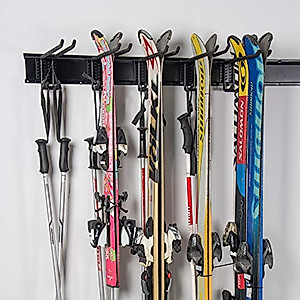 WALMANN Garage Storage Organization System Ski Wall Rack 10 Pairs of Skis Mount Hanger Home Shed and Garage Snowboard Wall Rack System Holds Up to 300lbs